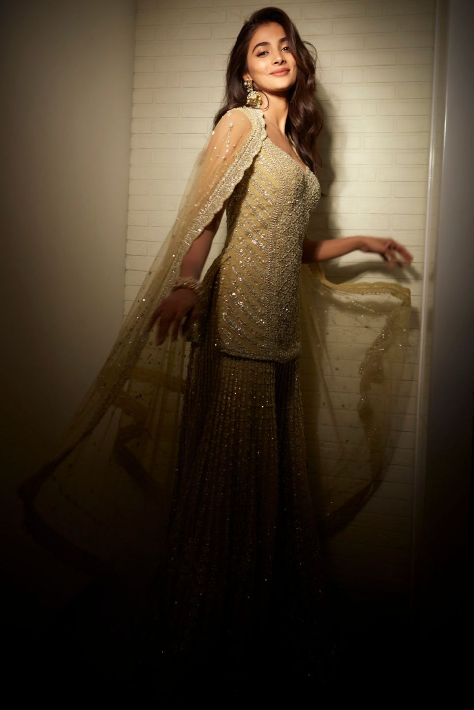 Pooja Hegde in Olive Green Garara Set – Seema Gujral