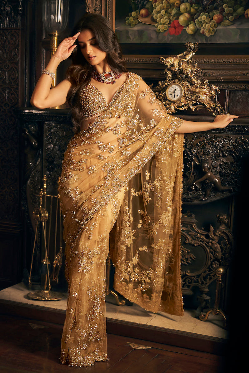 Gold Net Saree – Seema Gujral