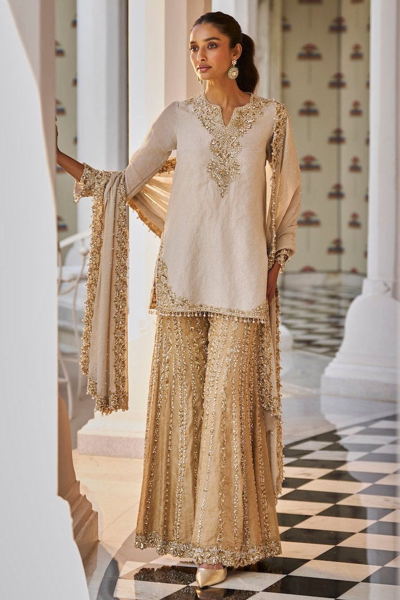 Silver Gold Sharara Set – Seema Gujral