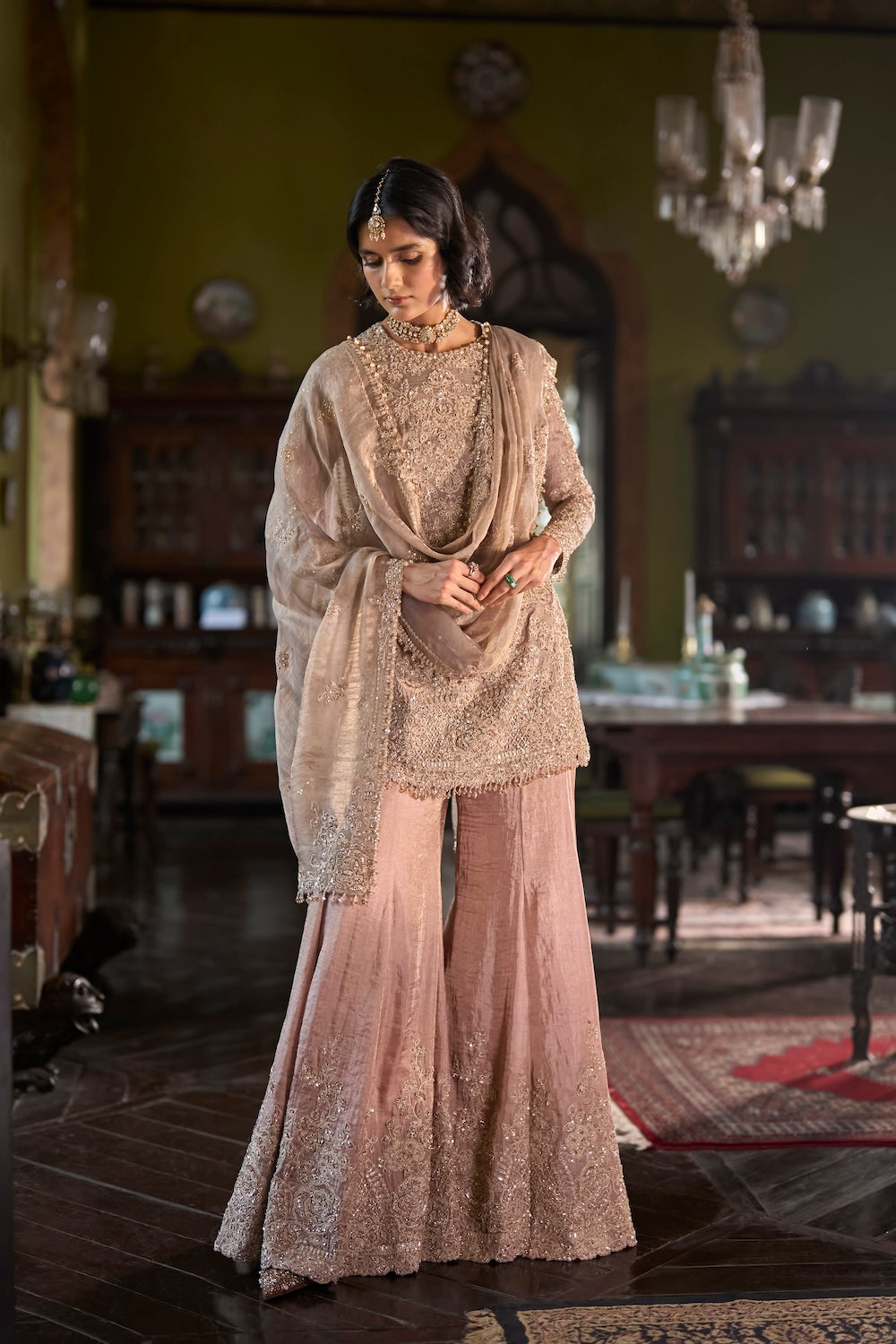 Peach Gold Sharara Set – Seema Gujral