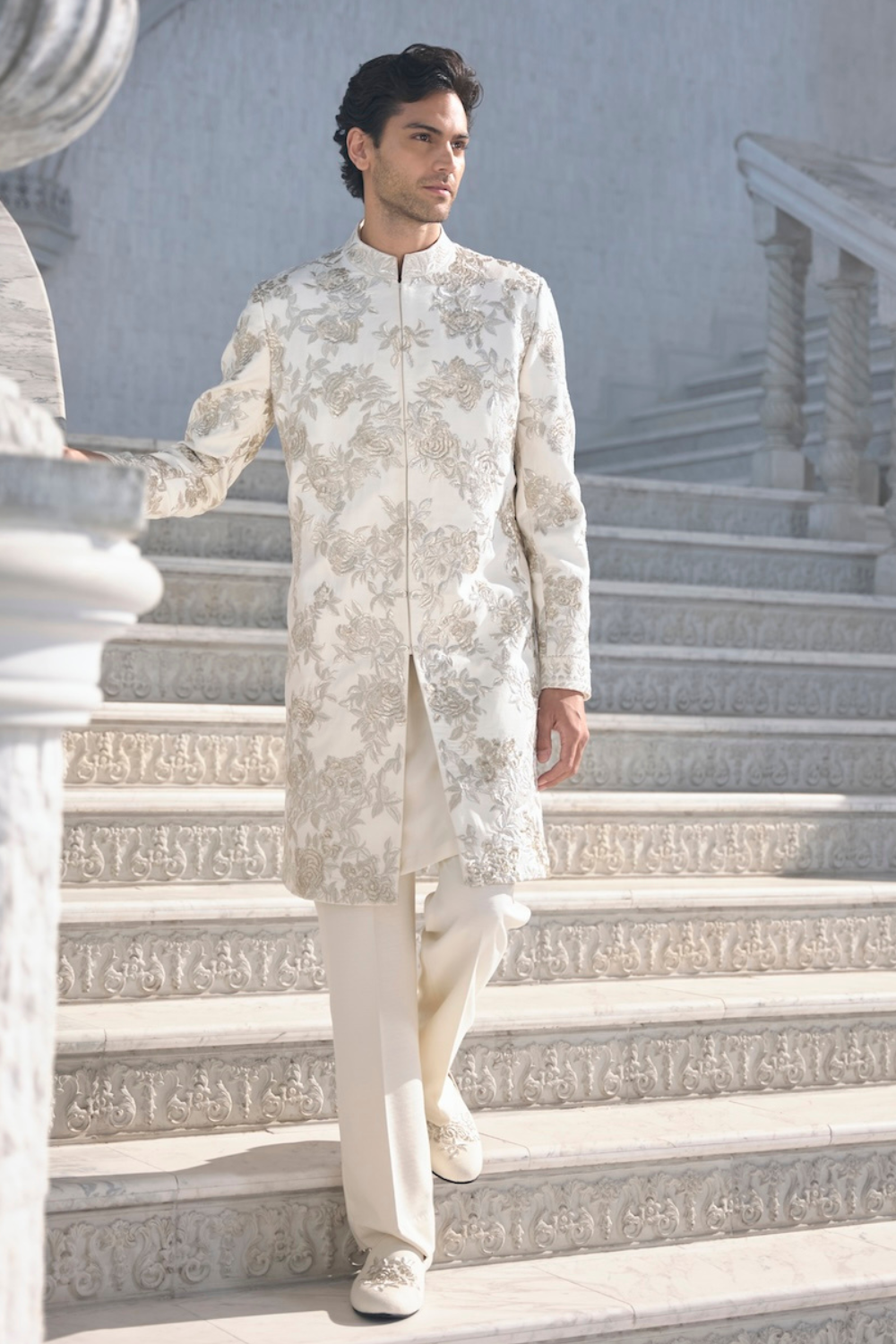 Gold Silver Sherwani Set – Seema Gujral